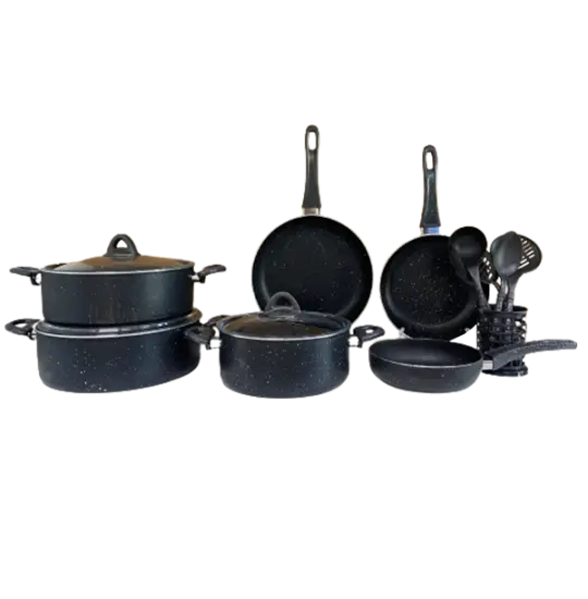 ESSEN POTLISA BIO QRANİT QAZAN DƏSTİ 18 PARÇA Black | Irshad.az